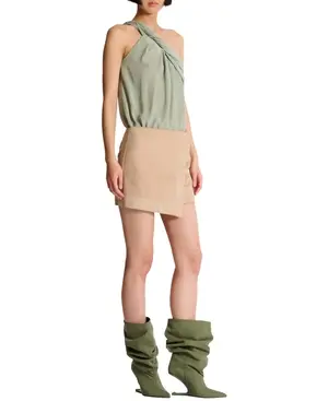 Balmain Suede Wrap Mini Skirt