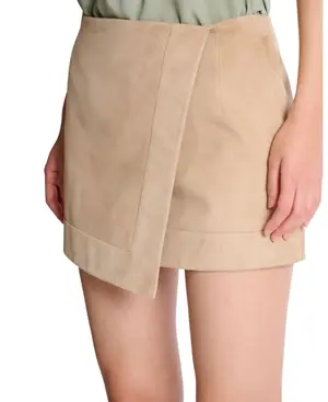 Balmain Suede Wrap Mini Skirt