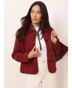 Mint Velvet The Essential Suede Jacket - Red
