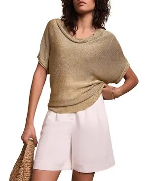 Mint Velvet Metallic Knit Cowl Neck Top