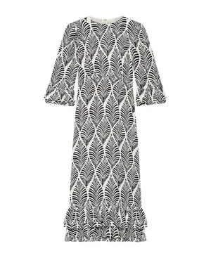 Mint Velvet Printed Ruffle Detail Midi Dress