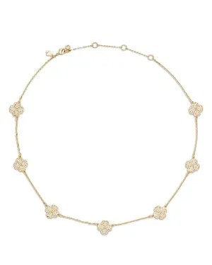 Kate Spade New York Spade Flower Pave Clover Scatter Necklace - Clear/gold