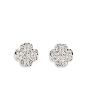 Kate Spade New York Spade Flower Pave Stud Earrings - Clear/silver