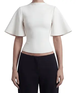 HEIRESS BEVERLY HILLS Sculpt Tee With Structured Sleeves - Ivory