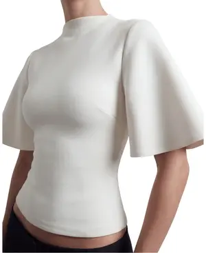 HEIRESS BEVERLY HILLS Sculpt Tee With Structured Sleeves - Ivory