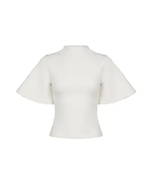 HEIRESS BEVERLY HILLS Sculpt Tee With Structured Sleeves - Ivory