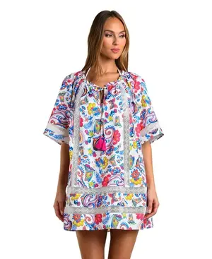 SUNSHINE 79 Butterfly Print Tunic With Lace Trim