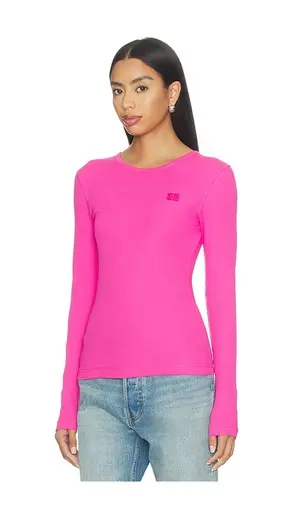 GANNI Soft Cotton Rib Long Sleeve Top