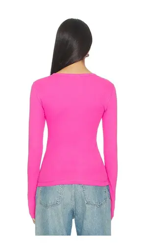 GANNI Soft Cotton Rib Long Sleeve Top
