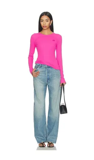 GANNI Soft Cotton Rib Long Sleeve Top