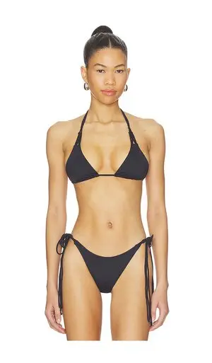 Frankies Bikinis X Jennie Encore Triangle Bikini Top - Black