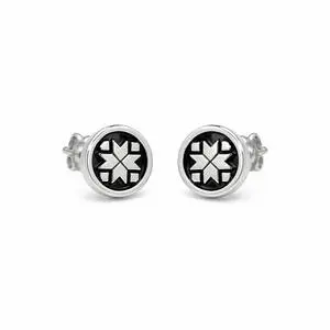 PEARL CODE North Star" Geometric Stud Earrings In Sterling Silver With Black Enamel - Black/silver