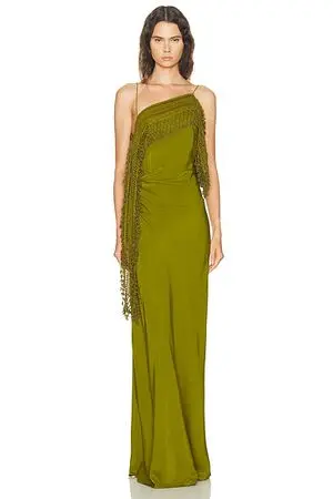 Christopher Esber Droplet Bead Crochet Trimmed Cami Dress - Lizard