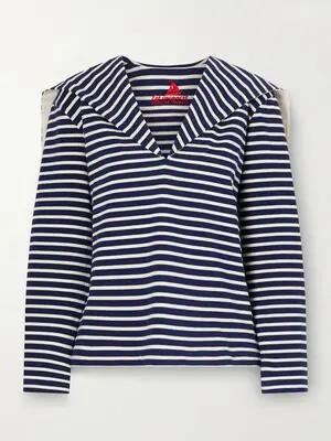 LES VACANCES D’IRINA Seaman Striped Cotton-jersey Blouse - Blue
