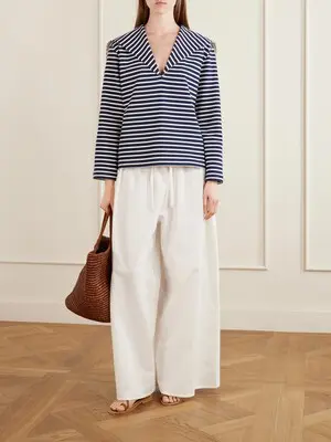 LES VACANCES D’IRINA Seaman Striped Cotton-jersey Blouse