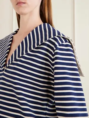 LES VACANCES D’IRINA Seaman Striped Cotton-jersey Blouse