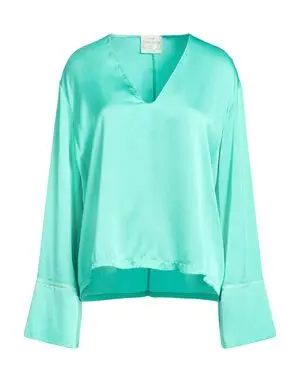 FORTE_FORTE Long Sleeve V-neck Silk Blend Top