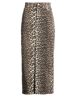 GANNI Leopard Print Denim Skirt - Beige