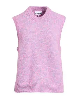 GANNI Sleeveless Crewneck Sweater Vest In Alpaca Wool Blend - Lilac