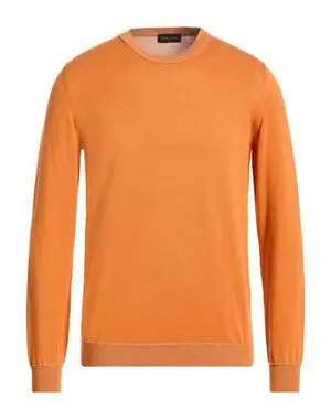 ROBERTO COLLINA Two-tone Crewneck Long-sleeve Sweater - Orange
