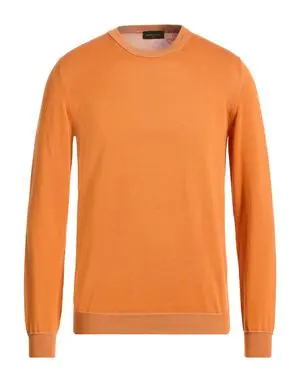 ROBERTO COLLINA Two-tone Crewneck Long-sleeve Sweater - Orange