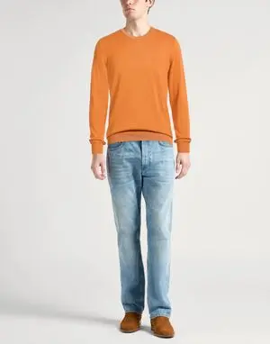 ROBERTO COLLINA Two-tone Crewneck Long-sleeve Sweater - Orange