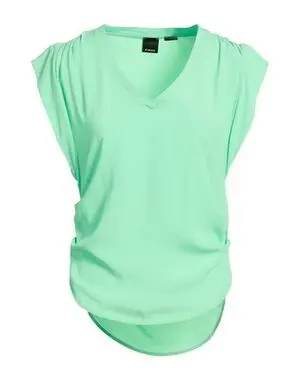 Pinko PINKO Acetate And Silk V-Neck Top With Gathered Detailing Green