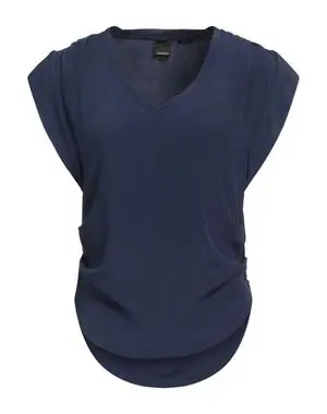 Pinko PINKO Acetate And Silk V-Neck Top With Gathered Detailing Navy