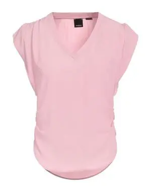 Pinko Acetate And Silk V-neck Top With Gathered Detailing - Pink