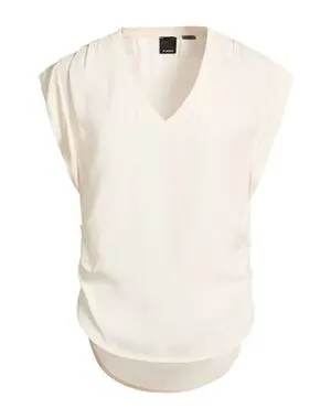 Pinko PINKO Acetate And Silk V-Neck Top With Gathered Detailing White