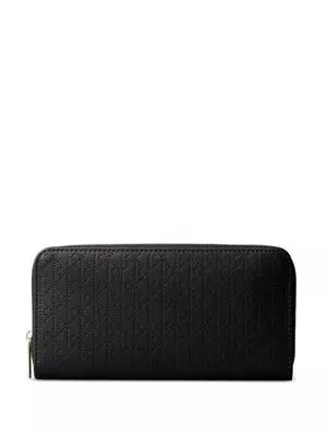 Calvin Klein Perforated-monogram Zip-around Wallet - Black