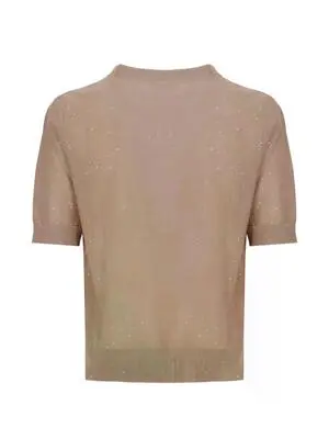 KANGRA Sequin Embellished Short-sleeve Sweater - Neutrals