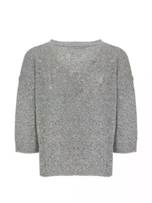 KANGRA V-neck Sequin Embellished Sweater - Grey