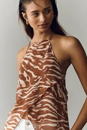 MARE MARE Sheer Asymmetrical Halter Tunic Top