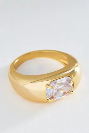 Anthropologie Rectangular Stone Statement Ring Clear