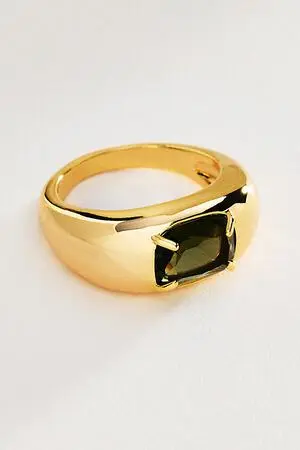 Anthropologie Rectangular Stone Statement Ring - Green