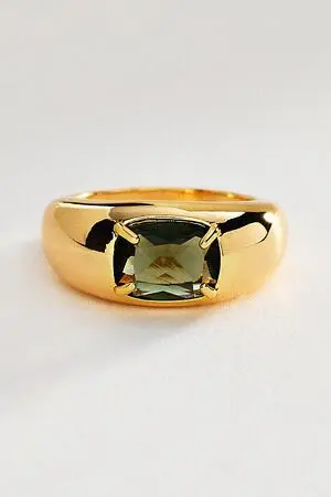 Anthropologie Rectangular Stone Statement Ring - Green
