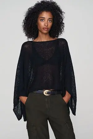 Anthropologie Gauze Knit Poncho - Black
