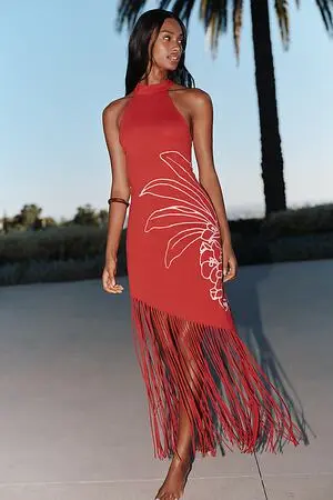 Farm Rio Cotton Fringe Maxi Dress