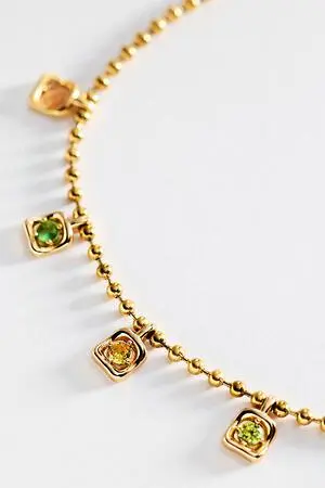 Anthropologie Staggered Bezel Gem Necklace