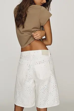 Citizens Of Humanity White Eyelet Denim Shorts - Blanc