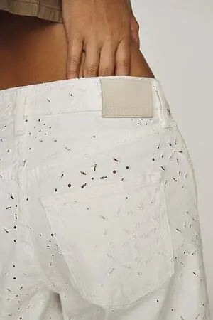 Citizens Of Humanity White Eyelet Denim Shorts - Blanc