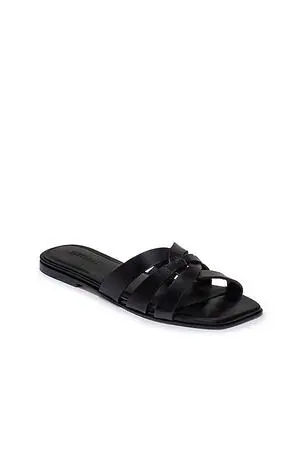 Bernardo Oxford-05 Metallic Leather Slides - Black