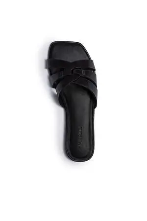 Bernardo Oxford-05 Metallic Leather Slides - Black