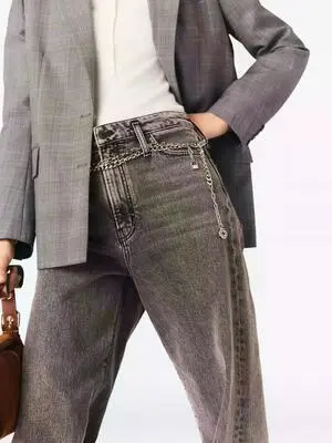 Maje Chain-link Straight-leg Jeans - Grey
