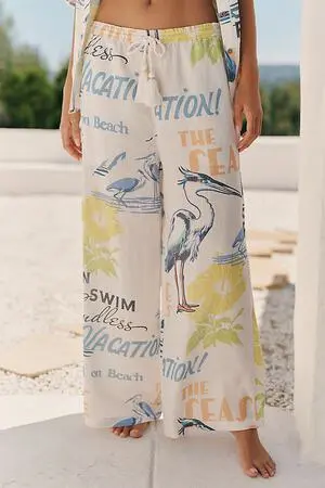 CELANDINE Linen Blend Wide-leg Pants
