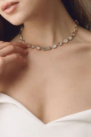 Anthropologie Mixed Stone Bezel Necklace