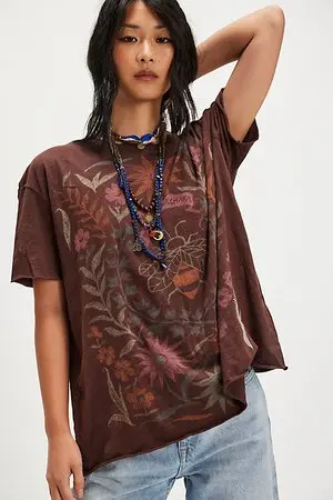 THE BUREAU Secret Garden Printed T-shirt - Brown