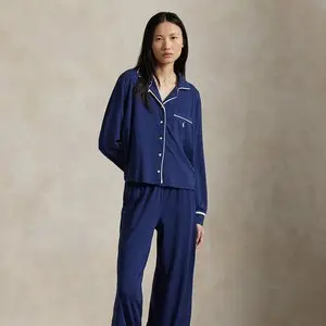 Ralph Lauren Long-sleeve Jersey Pajama Set - Navy