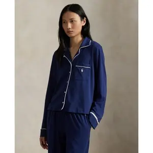 Ralph Lauren Long-sleeve Jersey Pajama Set - Navy
